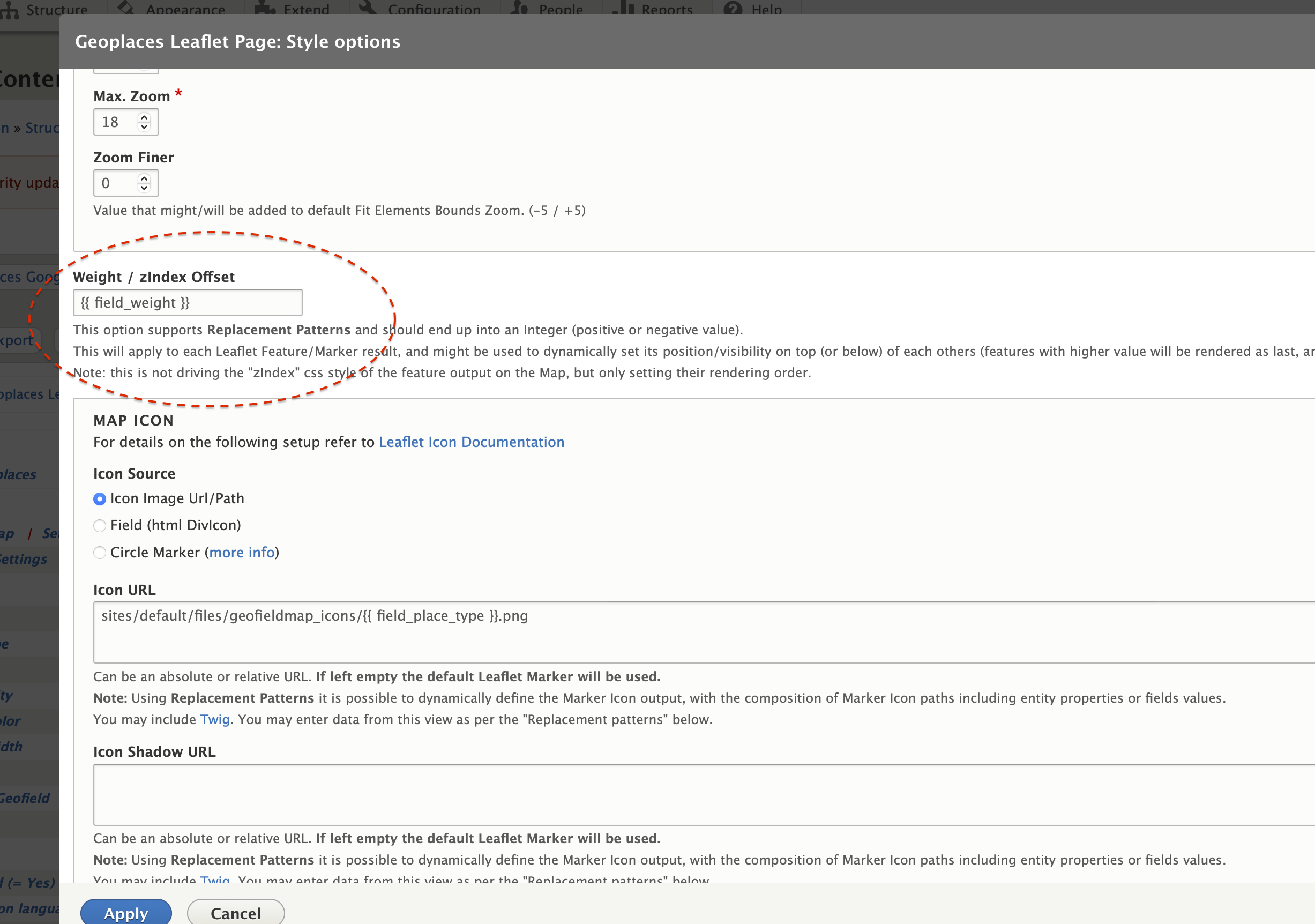 Cannot get weight / z-index option to work [#3281635] | Drupal.org